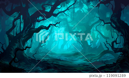 Creepy Forest Cartoon Background Illustration...のイラスト素材 [119091289] - PIXTA