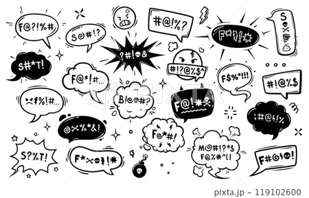 Comic swear speech bubbles, hate angry talk,...のイラスト素材 [119102600] - PIXTA