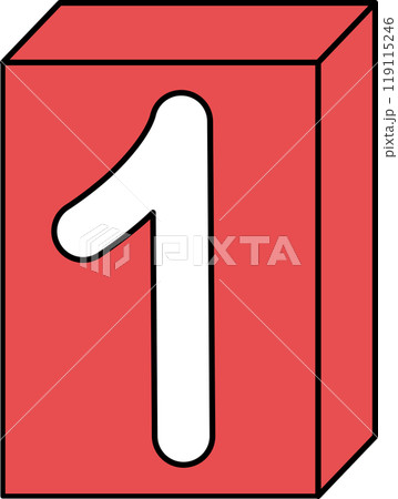 Doodle number 1 in red box.のイラスト素材 [119115246] - PIXTA