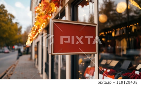 Storefront with Blank Sign and Autumn...のイラスト素材 [119129438] - PIXTA