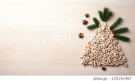 Wood pellets arranged in Christmas tree shape...のイラスト素材 [119142467] - PIXTA