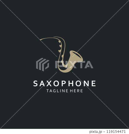 Saxophone music logo design simple modern and...のイラスト素材 [119154471] - PIXTA