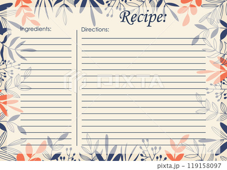 Flourish cartoon recipe card template...のイラスト素材 [119158097] - PIXTA