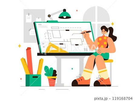 Vector illustration of a Drafting Engineer or...のイラスト素材 [119168704] - PIXTA
