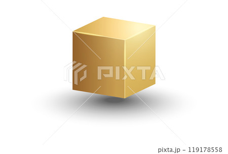 3d gold metallic cube. Realistic vector...のイラスト素材 [119178558] - PIXTA