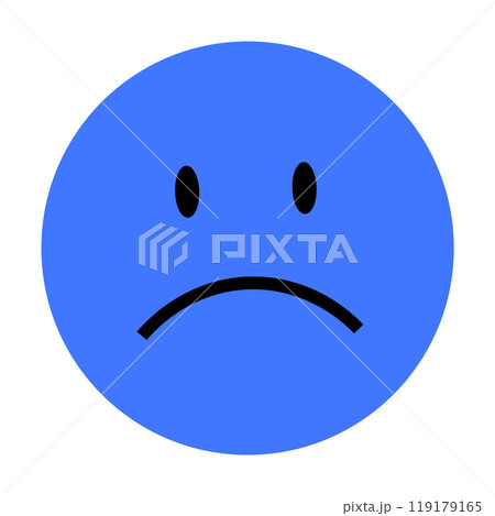 A simple blue circular face with a sad...のイラスト素材 [119179165] - PIXTA
