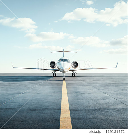 Sleek Jet on Tarmac Under Blue Skyのイラスト素材 [119181572] - PIXTA