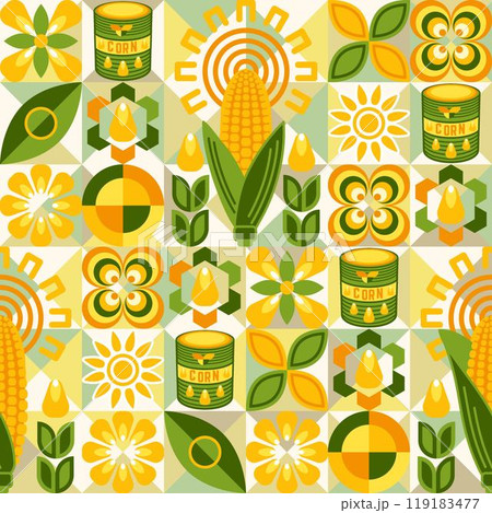 Seamless pattern with icons of corn cob, corn...のイラスト素材 [119183477] - PIXTA