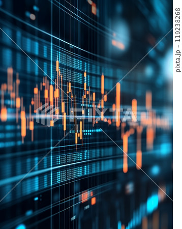 Abstract digital data chart with orange and...のイラスト素材 [119238268] - PIXTA