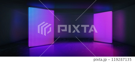 Realistic dark room with shining LED screensのイラスト素材 [119287135] - PIXTA