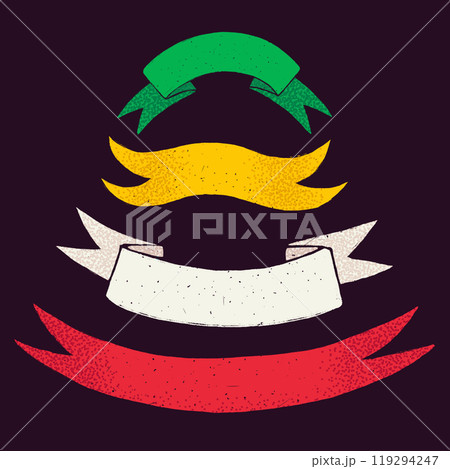 Retro ribbon banners and flags in rough rustic...のイラスト素材 [119294247 ...