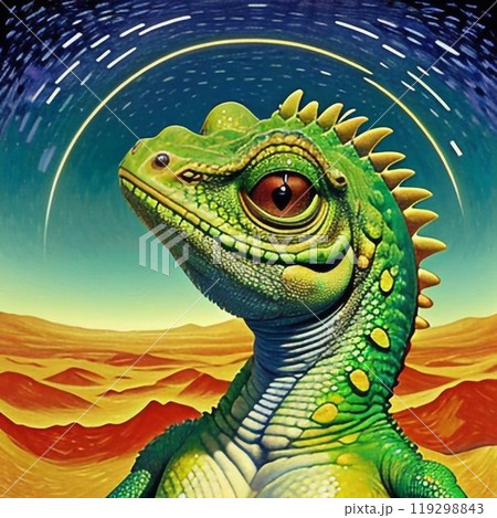 Fantastic lizard from Mars. Hypnotic reptile...のイラスト素材 [119298843] - PIXTA