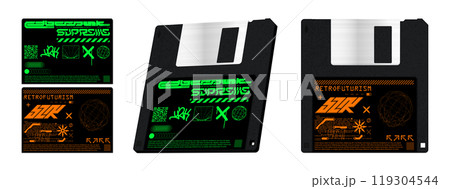 Floppy disk 3D mockup with Futuristic...のイラスト素材 [119304544] - PIXTA
