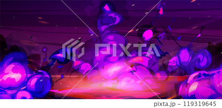 Cartoon purple fire explosion game vector designのイラスト素材 [119319645] - PIXTA