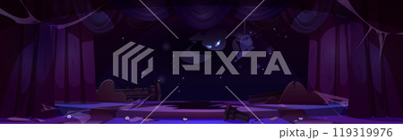 Abandoned theater stage with spooky ghostのイラスト素材 [119319976] - PIXTA
