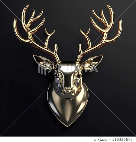 Gold deer logo on black background のイラスト素材 [119326673] - PIXTA