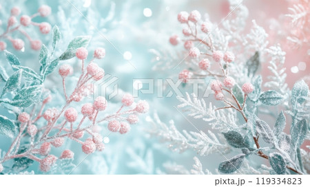 Soft and whimsical holiday scene with mistletoe...のイラスト素材 [119334823 ...
