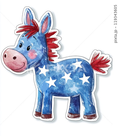 Sticker blue cute donkey with white...のイラスト素材 [119343605] - PIXTA