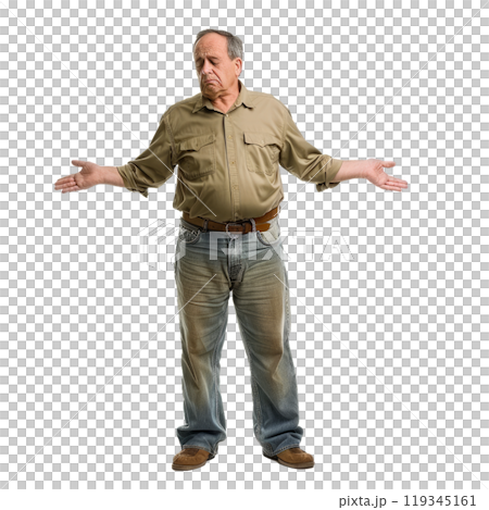 Portrait of a puzzled middleaged man shrugging...のイラスト素材 [119345161 ...