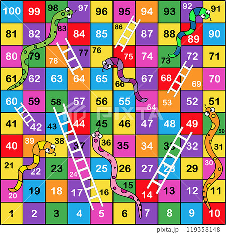 Ladder snakes game,Funny frame for...のイラスト素材 [119358148] - PIXTA