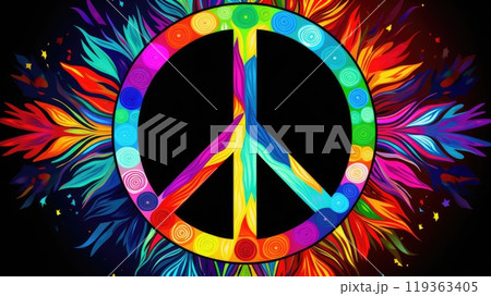 peace colorful symbol in rainbow colors...のイラスト素材 [119363405] - PIXTA