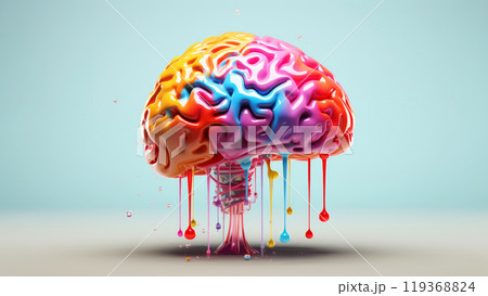 A colorful melting brain sculpture with vibrant...のイラスト素材 [119368824 ...