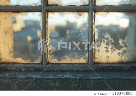 Cold morning light reveals frost and mold on...のイラスト素材 [119370806] - PIXTA