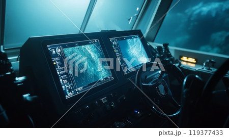 Displays the control panel of a submarine,...のイラスト素材 [119377433] - PIXTA