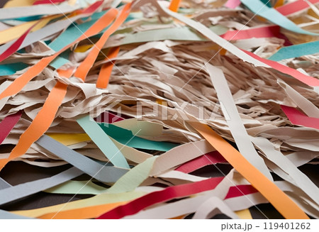 Colorful paper cut into strips, discarded...のイラスト素材 [119401262] - PIXTA