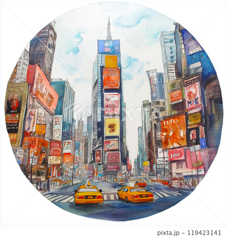 Times Square. Times Square hand-drawn comic...のイラスト素材 [119423141] - PIXTA