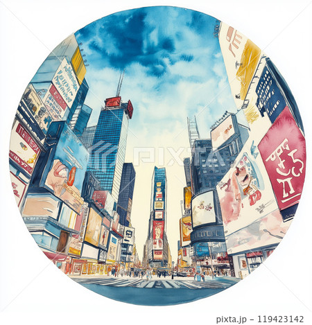 Times Square. Times Square hand-drawn comic...のイラスト素材 [119423142] - PIXTA