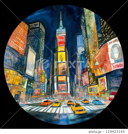 Times Square. Times Square hand-drawn comic...のイラスト素材 [119423143] - PIXTA