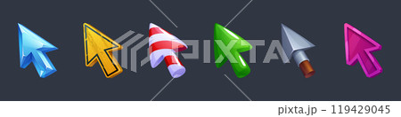 Game ui arrow cursor, cute mouse pointer vectorのイラスト素材 [119429045] - PIXTA