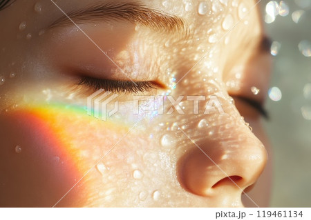 Captivating Reflection: Rainbow Shadows on Skinのイラスト素材 [119461134] - PIXTA