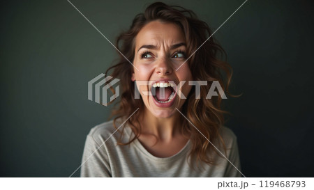 Portrait of woman showing strong emotions for...のイラスト素材 [119468793] - PIXTA