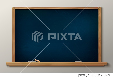 Blue school board with wooden frame and chalk.のイラスト素材 [119476089] - PIXTA