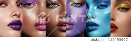 A collage of bold and colorful makeup looks...のイラスト素材 [119493907] - PIXTA