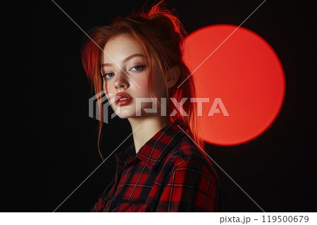 Fashion model posing with red light backgroundのイラスト素材 [119500679] - PIXTA