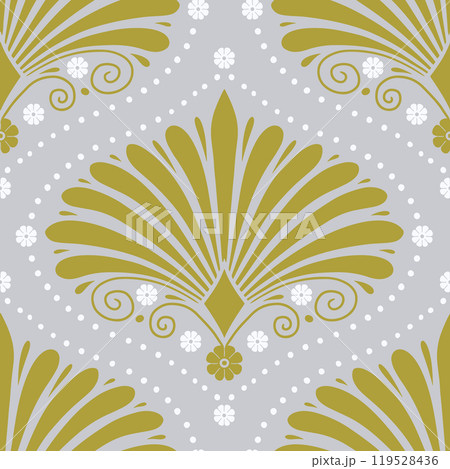 Seamless pattern with gold anthemion floral...のイラスト素材 [119528436] - PIXTA