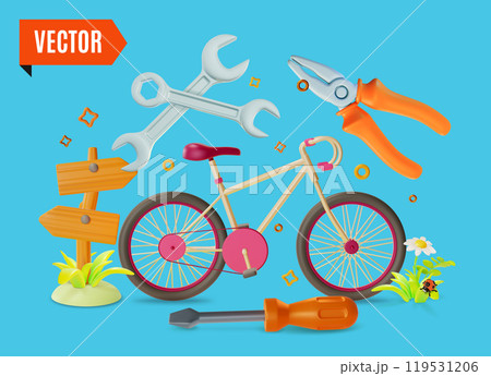 3d Bike Care Expert Service Fix and Repair...のイラスト素材 [119531206] - PIXTA