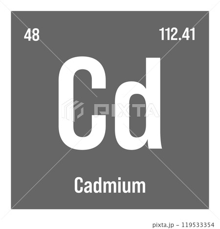 Cadmium, Cd, periodic table element with name,...のイラスト素材 [119533354 ...
