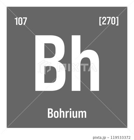 Bohrium, Bh, periodic table element with name,...のイラスト素材 [119533372 ...