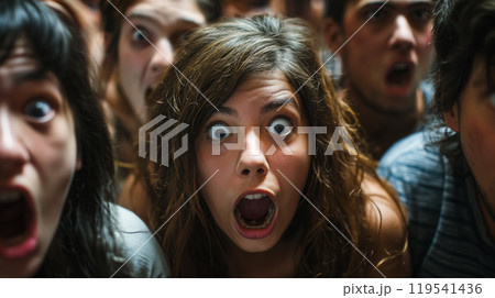 Shocked crowd with varied expressions of surprise.のイラスト素材 [119541436 ...