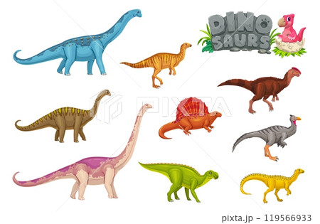 Cartoon dinosaur characters of prehistoric dino...のイラスト素材 [119566933 ...