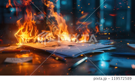 Burning Contract Symbolizing Failed Business...のイラスト素材 [119572589] - PIXTA