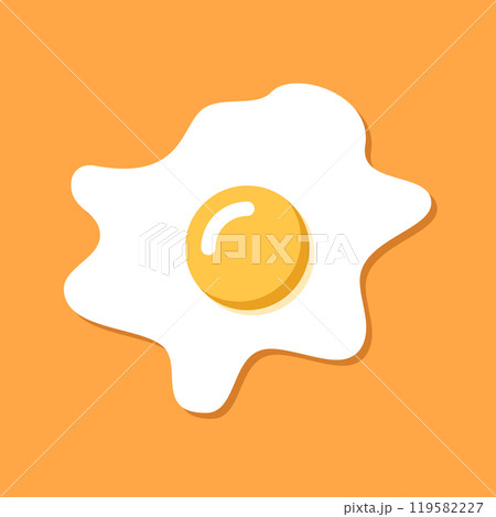 Fried egg icon in flat style. Omelet vector...のイラスト素材 [119582227] - PIXTA