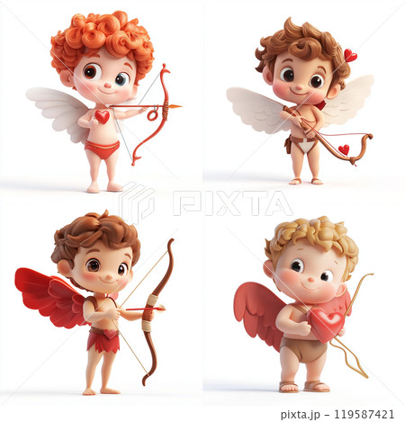 3D Cartoon Cute Funny Cupid Kid Isolated on...のイラスト素材 [119587421] - PIXTA