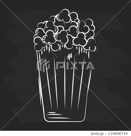 Hand-drawn popcorn in a carton with simple...のイラスト素材 [119606734] - PIXTA