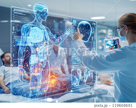 Doctor Visualize And Analysis Disease With のイラスト素材 119608691 Pixta