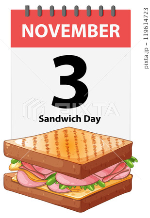 November 3rd: Celebrate Sandwich Dayのイラスト素材 [119614723] - PIXTA